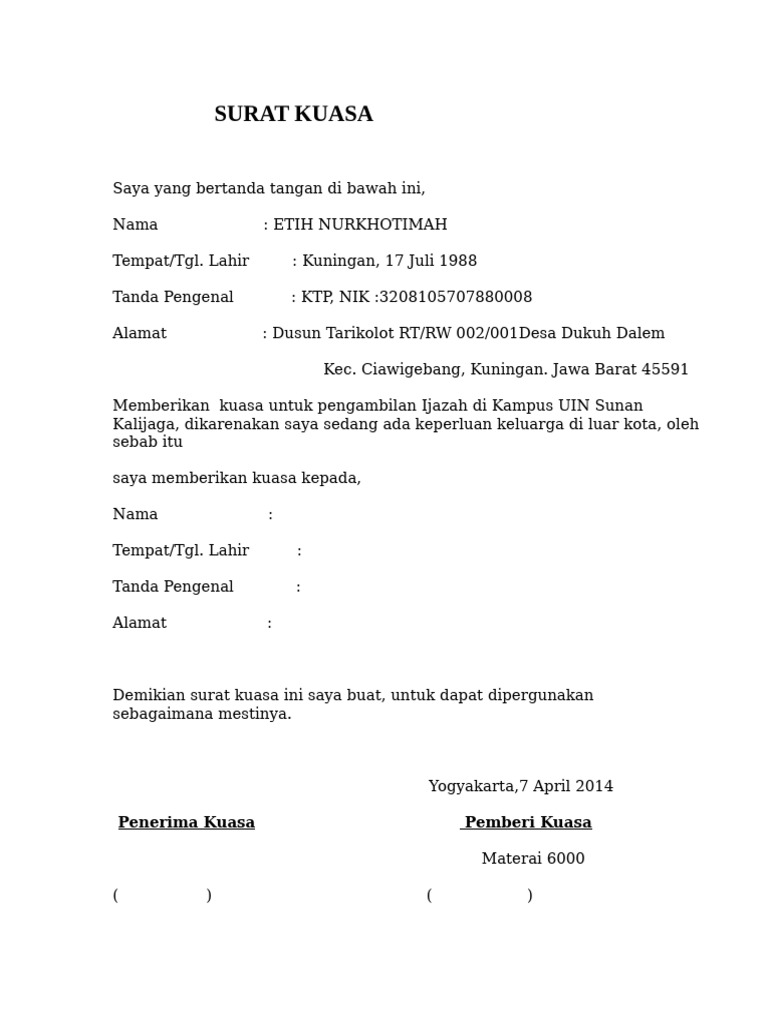 Saya Yang Bertanda Tangan Di Bawah Ini | PDF