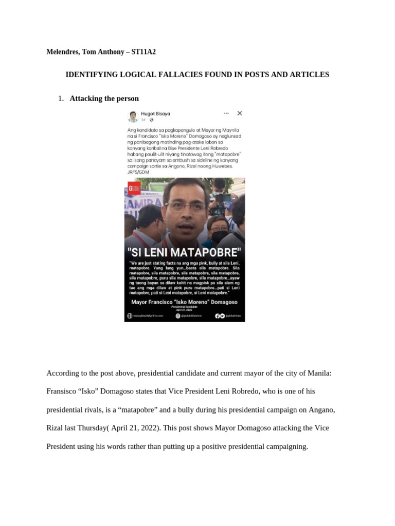 Identification of Logical Fallacies | PDF