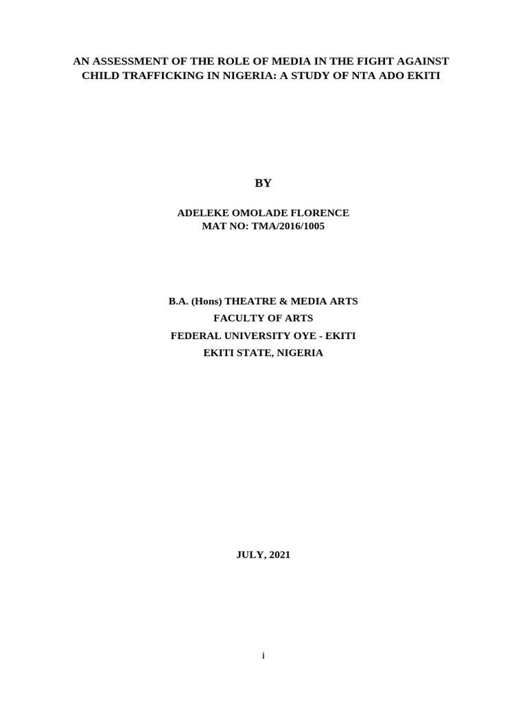 Adeleke Florence Project .... Preliminary Pages ... in Progress... Completed | PDF | Methodology