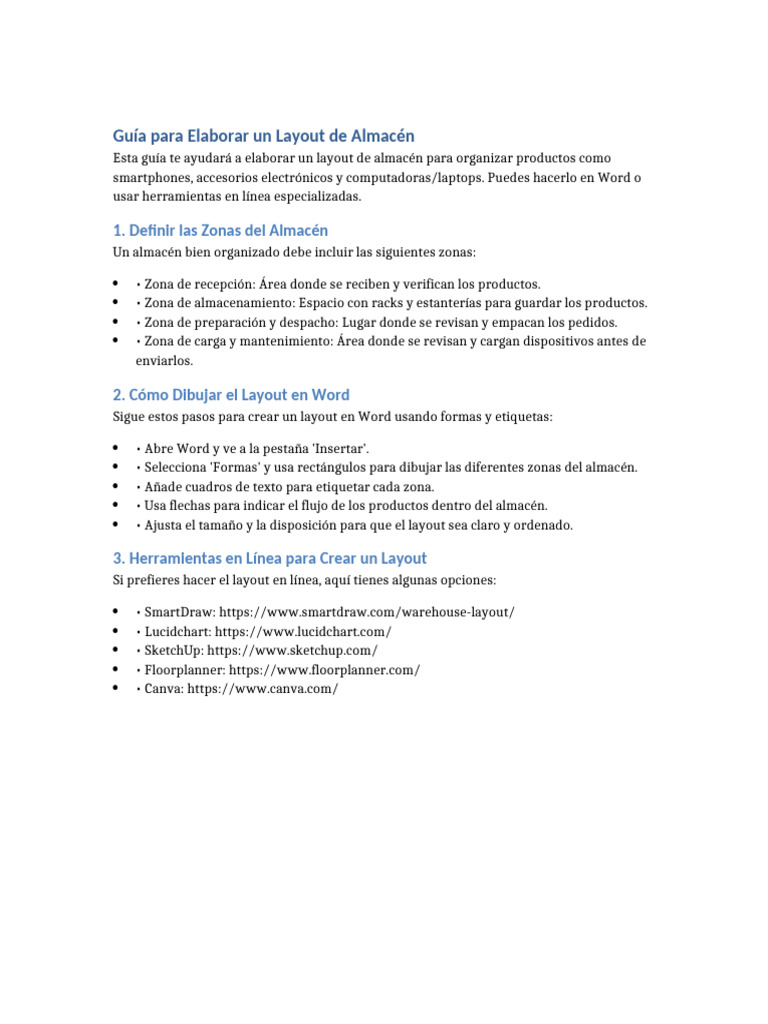 Guia Elaborar Layout Almacen | PDF