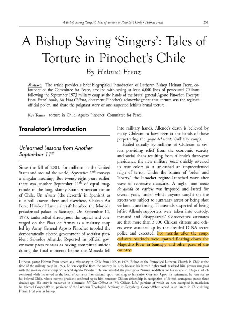 Bishop Frenz's Fight Against Pinochet | PDF | Augusto Pinochet | Chile