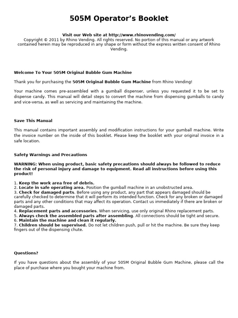 505M Original User Booklet Text | PDF | Screw