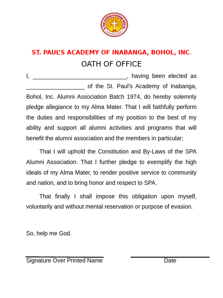 Alumni Oath of office | PDF