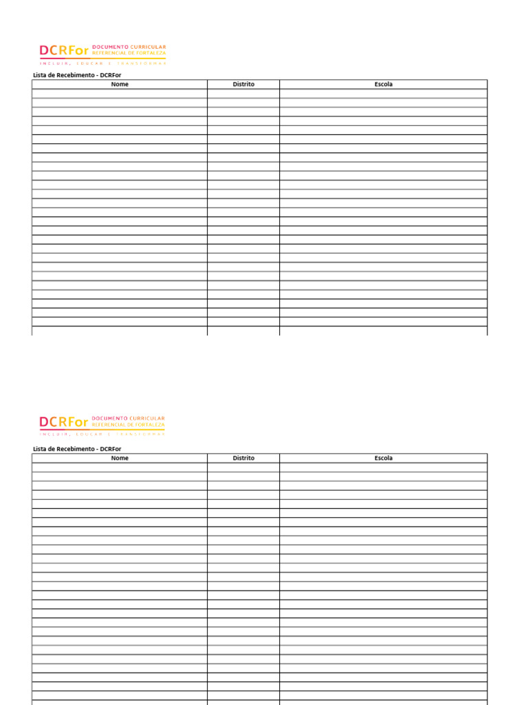 Lista de Recebimento DCRFor por Escola | PDF