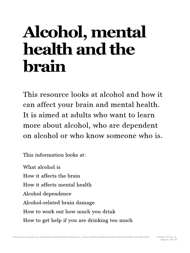 Alcohol, Mental Health and The Brain | PDF | Alcoholism | Alcoholic ...