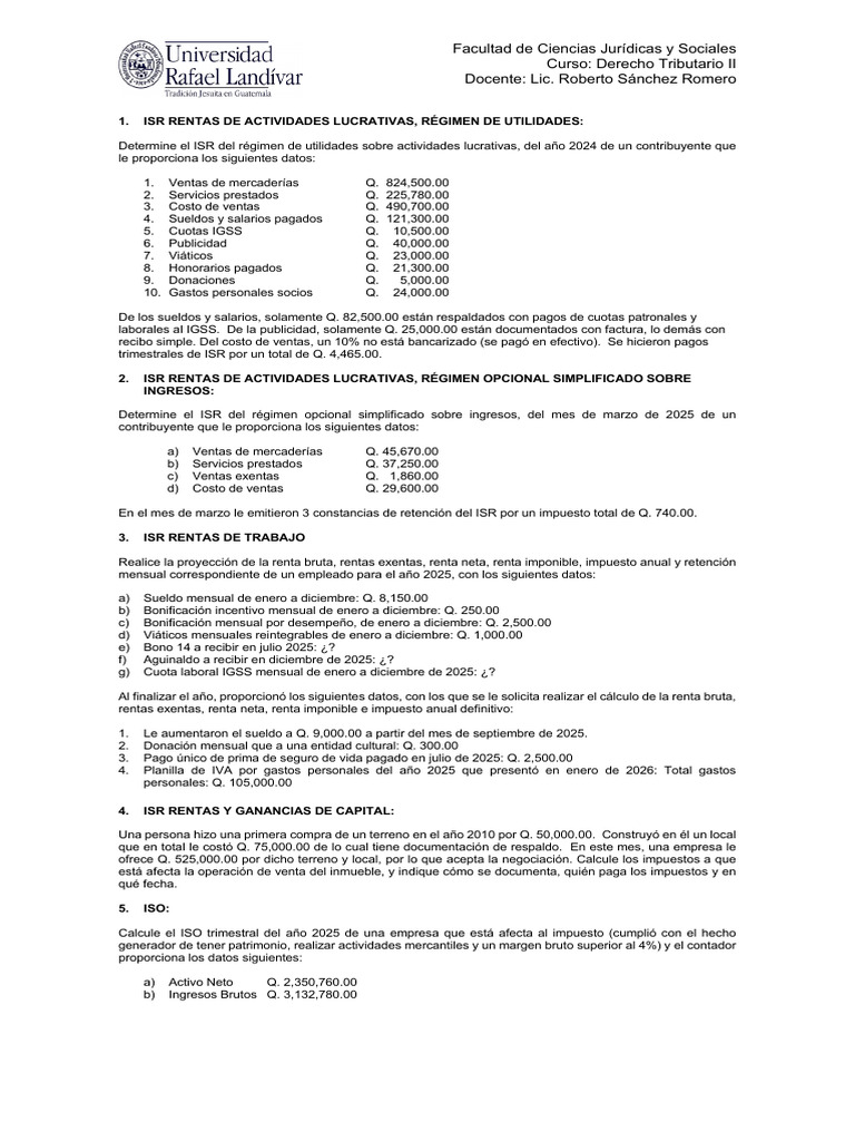 Casos ISR e ISO | PDF | Impuesto sobre la renta | Impuestos