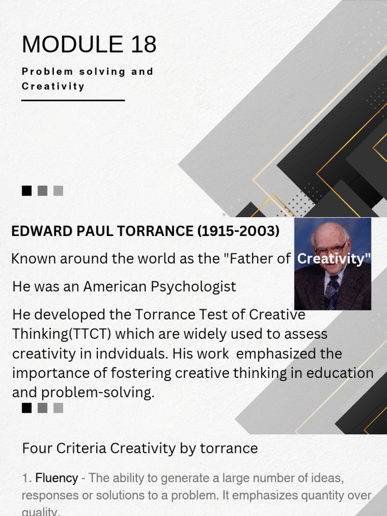 Torrance S Creative Problem Solving Pdf Creativity Psychology