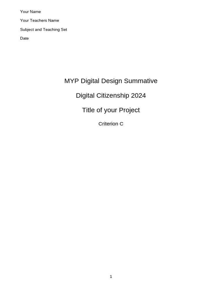 Digital Citizenship 2024 - Criterion C Template | PDF