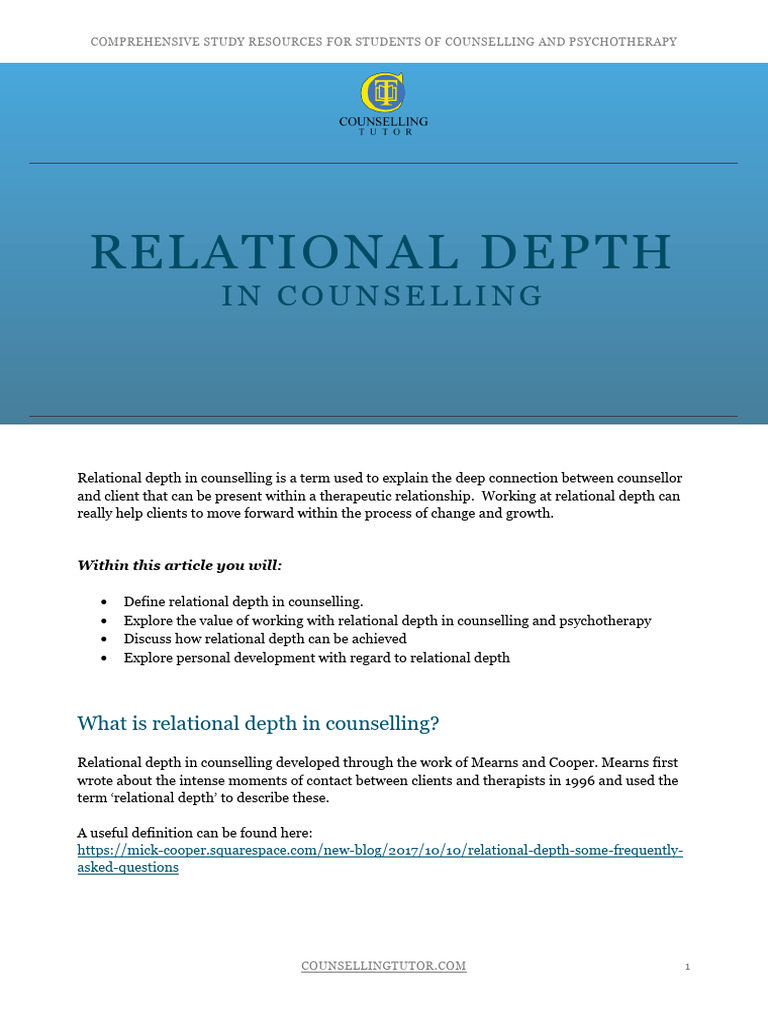 CT Relational Depth | PDF | Psychotherapy | Psychology