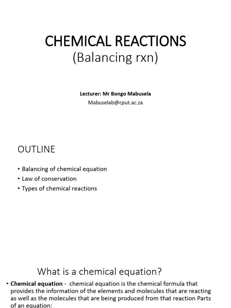 Chemical Reactions (Part 1) | PDF | Chemical Reactions | Molecules