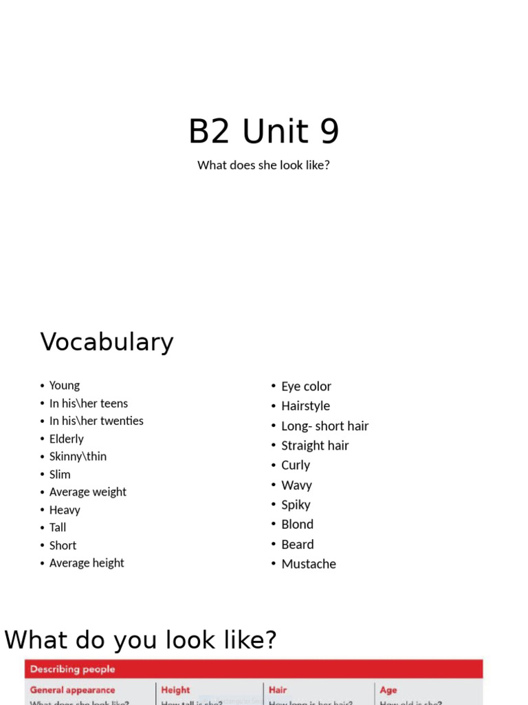 Describing Physical Appearance Vocabulary | PDF