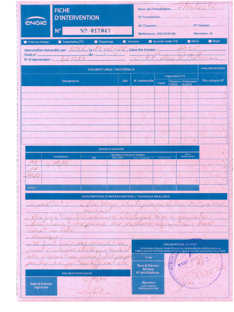FICHE D'INTERVENTION | PDF