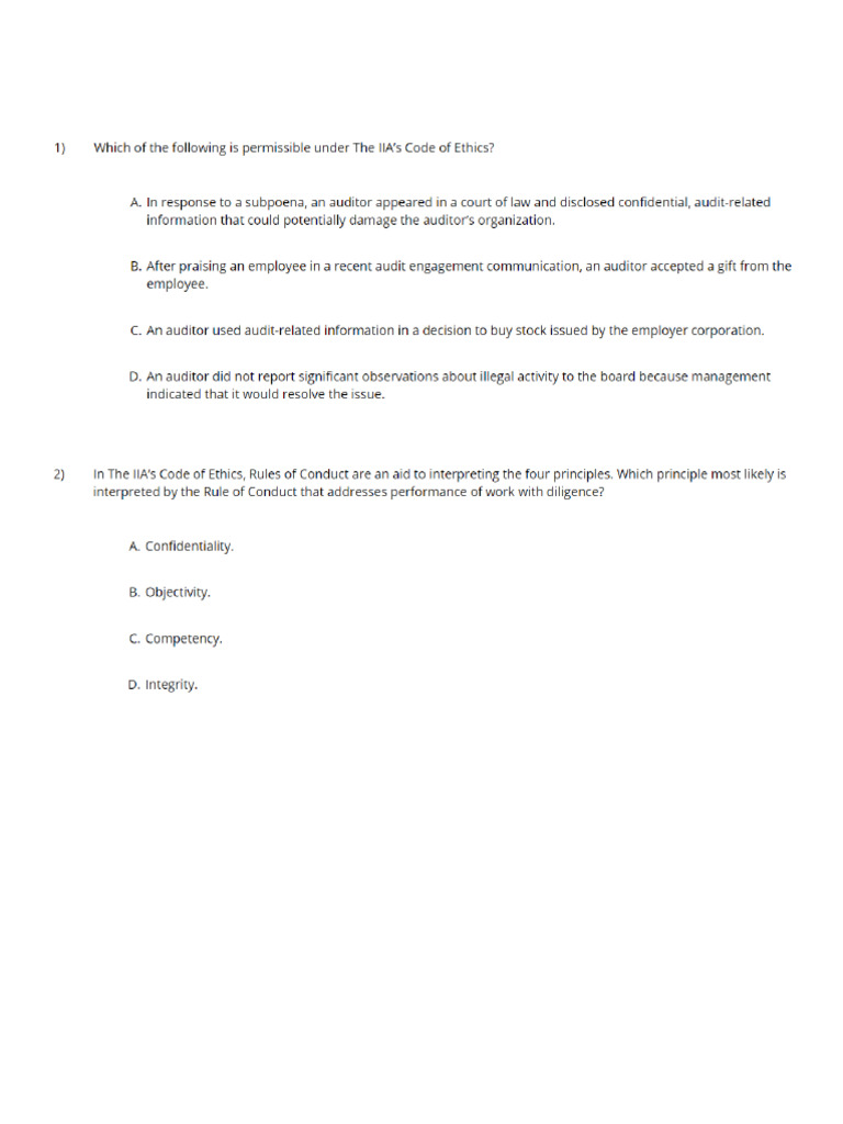 1.3 Ethics Integrity (Questions) | PDF