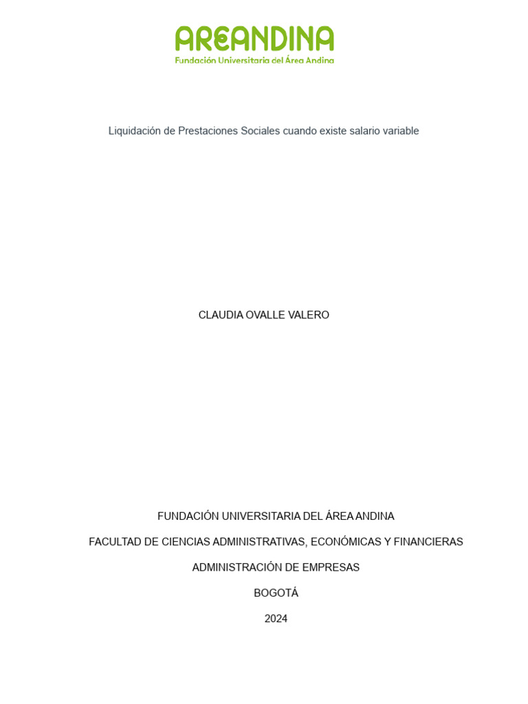 Liquidación de Prestaciones Sociales Cuando Existe Salario Variable | PDF | Salario | Relaciones ...