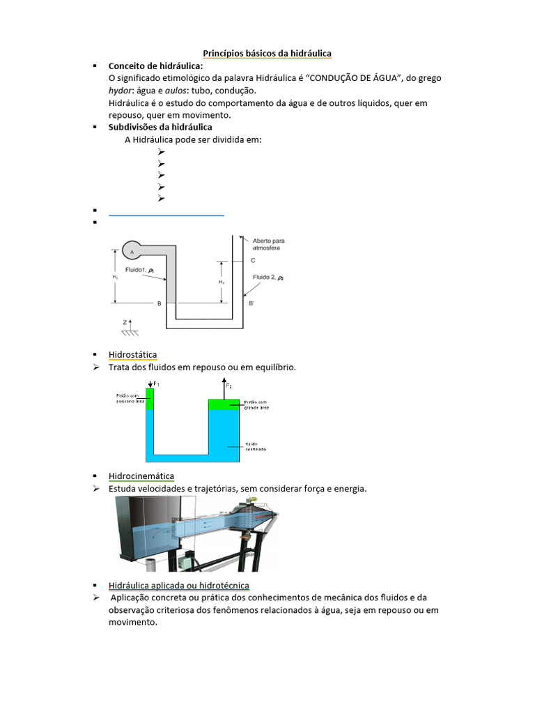 Princípios Básicos Da Hidráulica | PDF | Densidade | Hidráulica