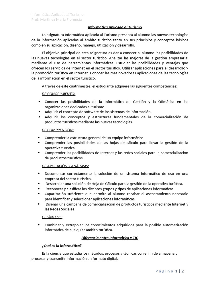 Diferencia Entre Informatica y TIC | PDF | Tecnología de información y comunicaciones | Informática