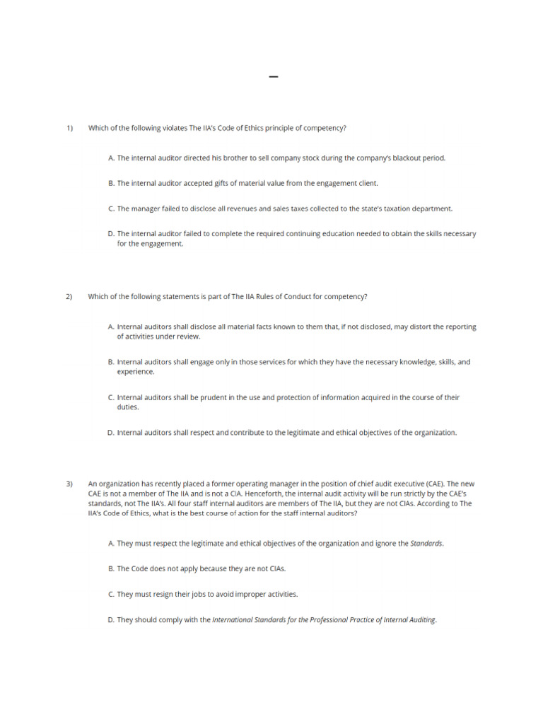 1.6 Ethics Competency (Questions) | PDF