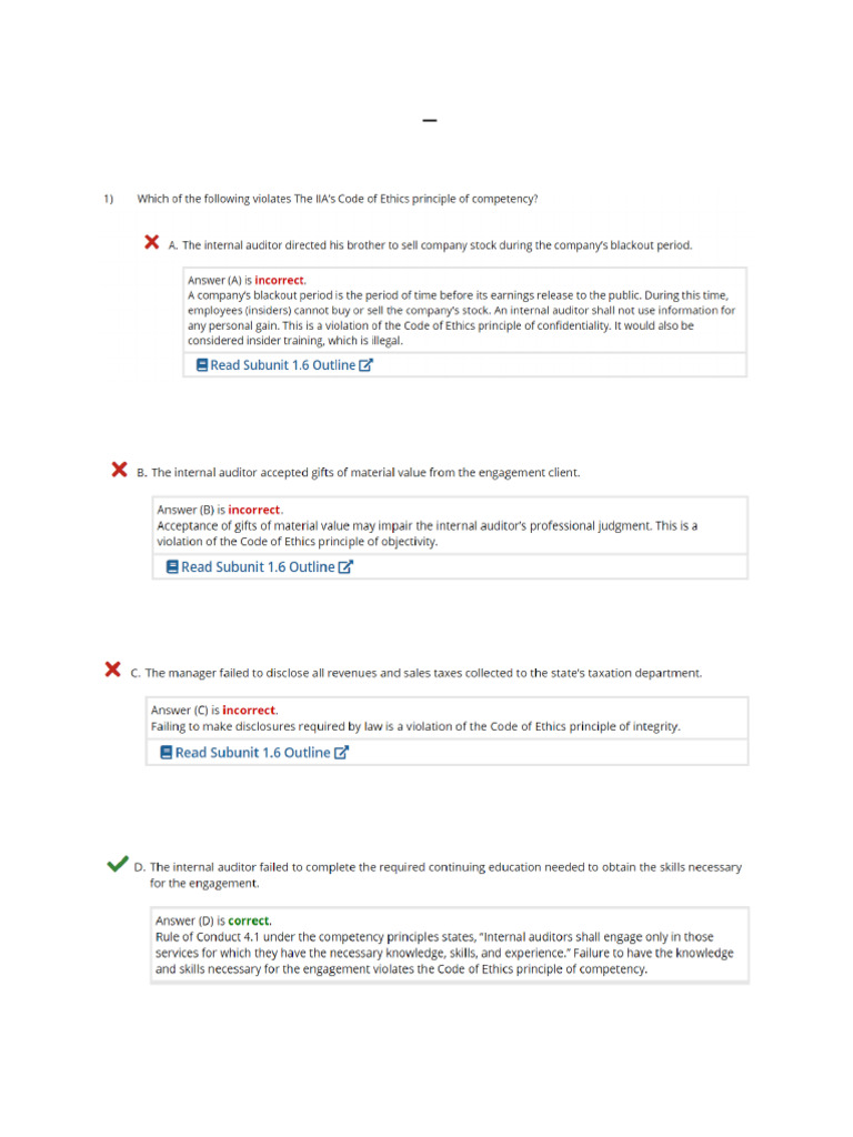 1.6 Ethics Competency (Answers) | PDF