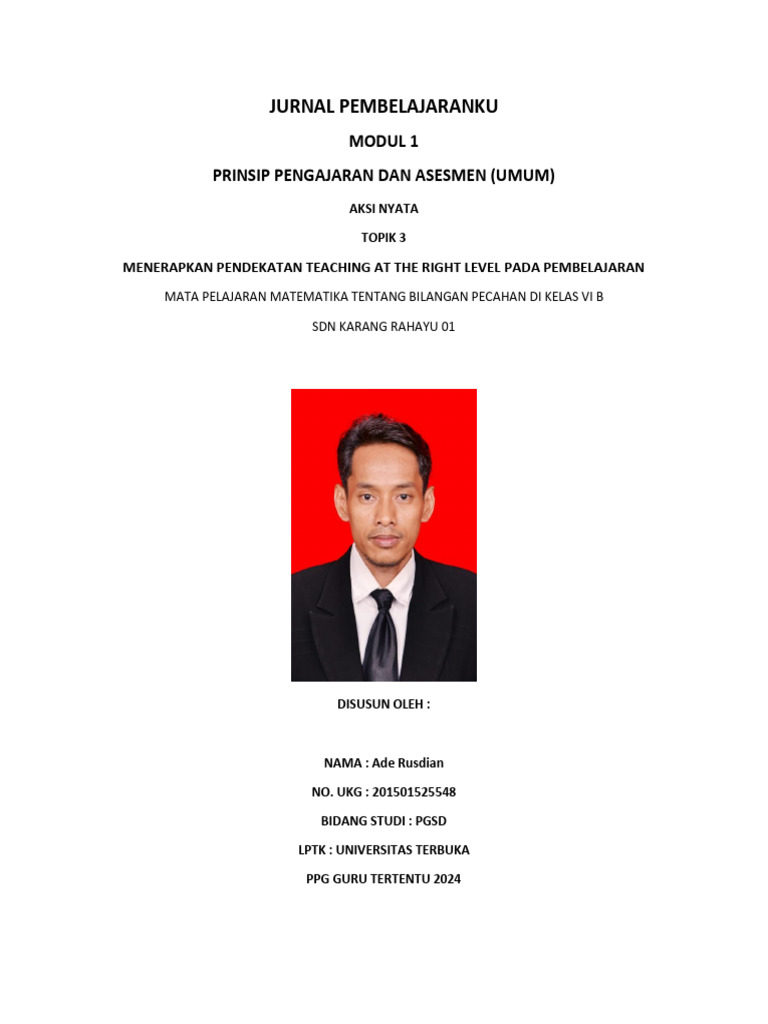 Jurnal Pembelajaran Modul 1 - Topik 3 (Tarl) | PDF