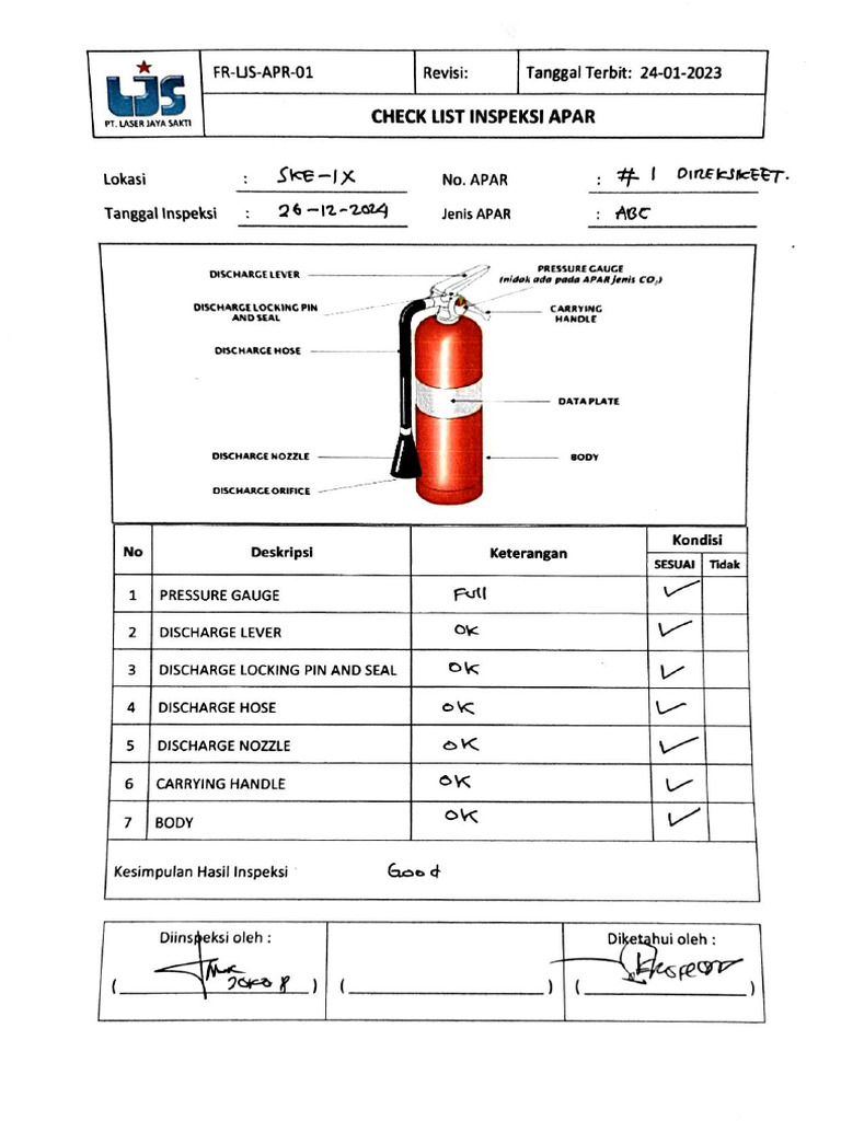 Inspeksi Apar Ske 1x | PDF