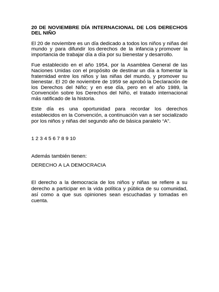 Día Internacional de los Derechos del Niño | PDF