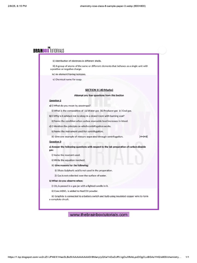 chemistry-icse-class-8-sample-paper-3 | PDF