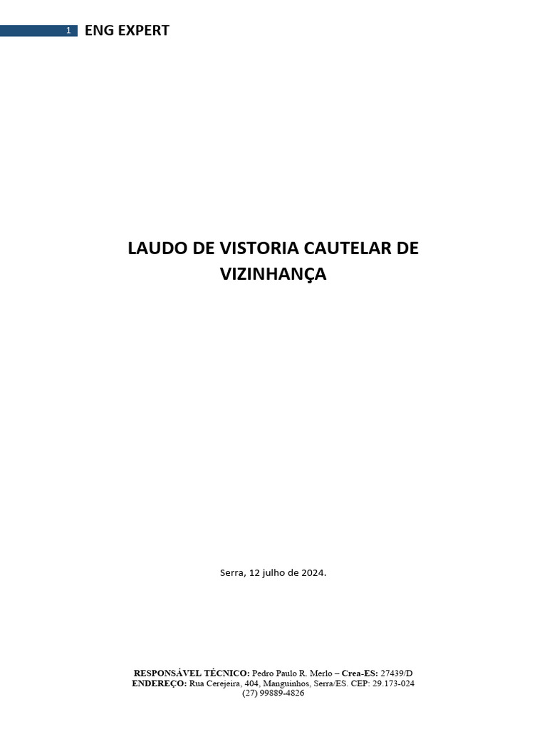Laudo de Vistoria Cautelar em Serra/ES | PDF | Brasil