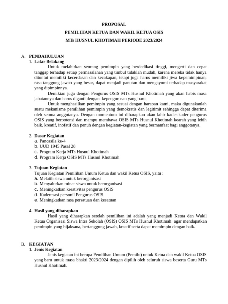 Proposal Pemilos 2023 | PDF