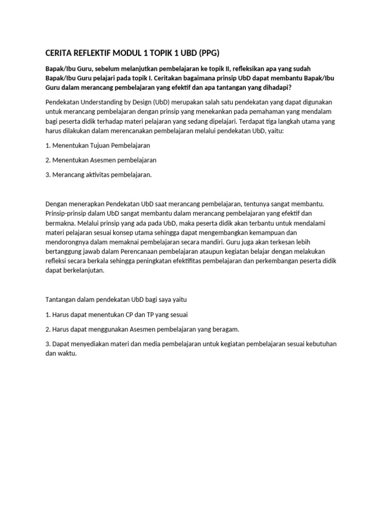 Cerita Reflektif PPG Modul 123 | PDF
