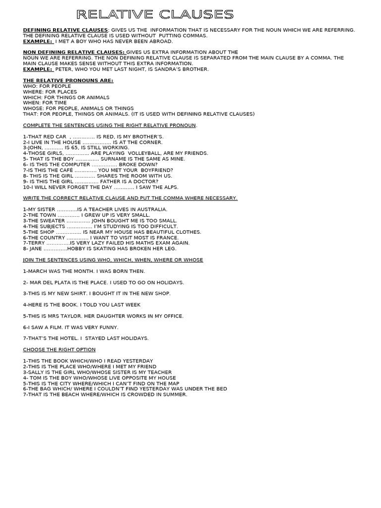 Defining Relative Clauses | PDF | Linguistic Typology | Linguistics