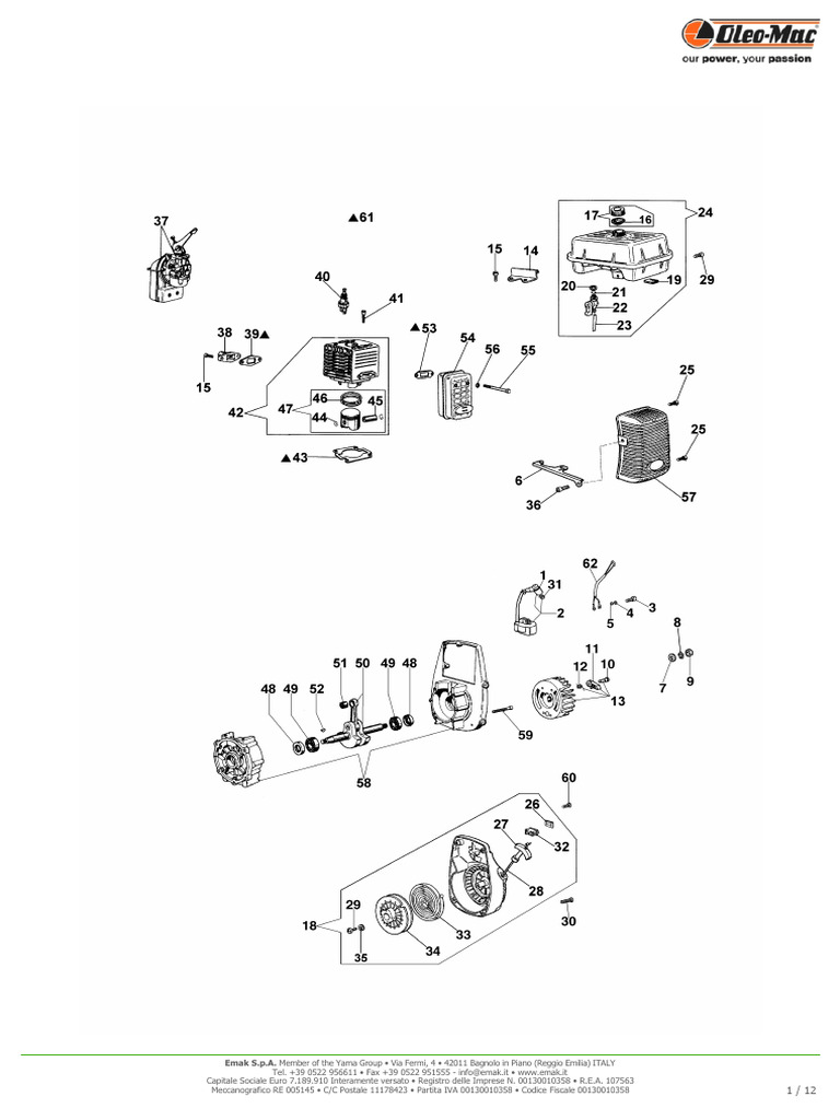 Oleo-Mac Water Pump Parts List | PDF | Piston | Engines