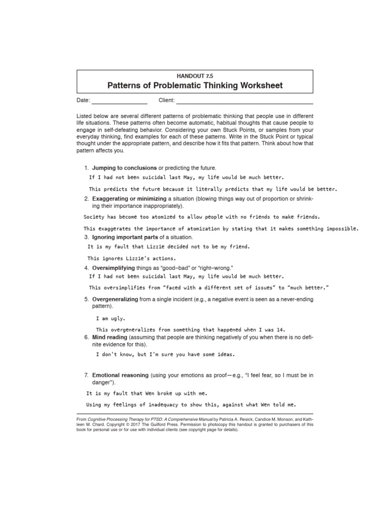 7.5 A Problematic Thinking | PDF | Thought | Mental Health