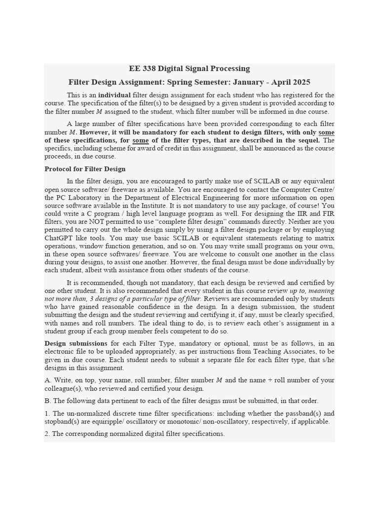 Digital Signal Processing Filter Design | PDF | Filter (Signal ...