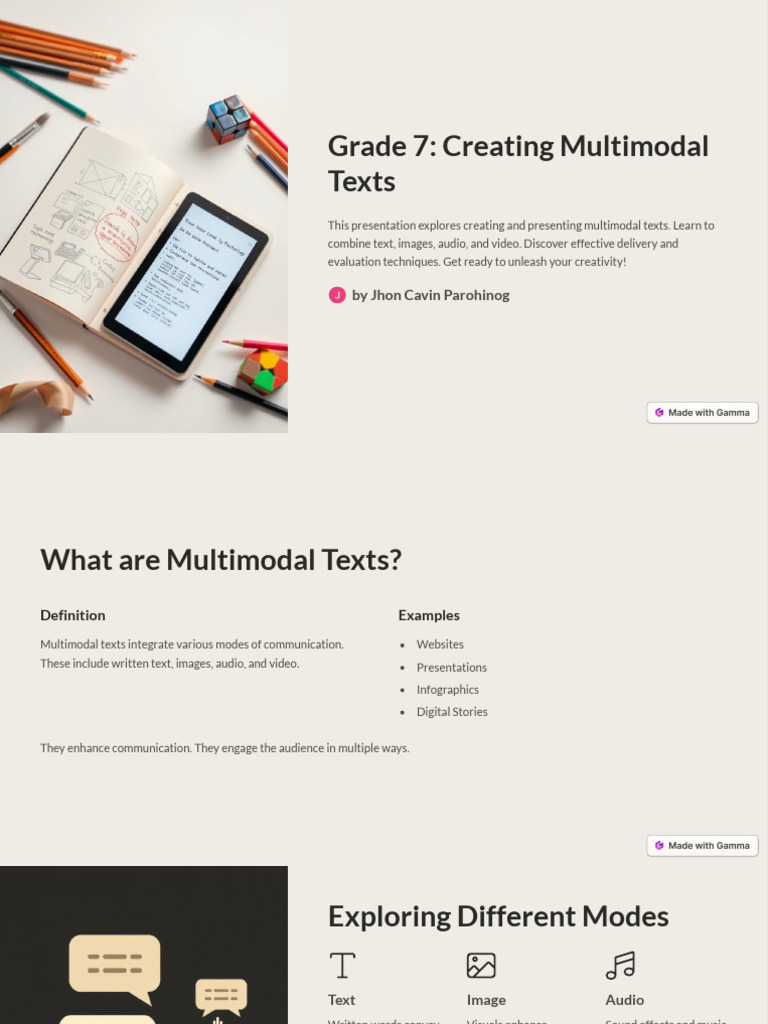 Grade 7 Creating Multimodal Texts | PDF | Writing | Cognition