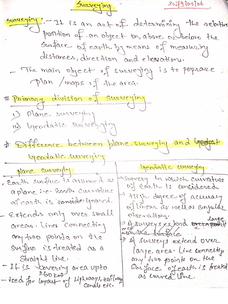 Surveying Note 1 | PDF