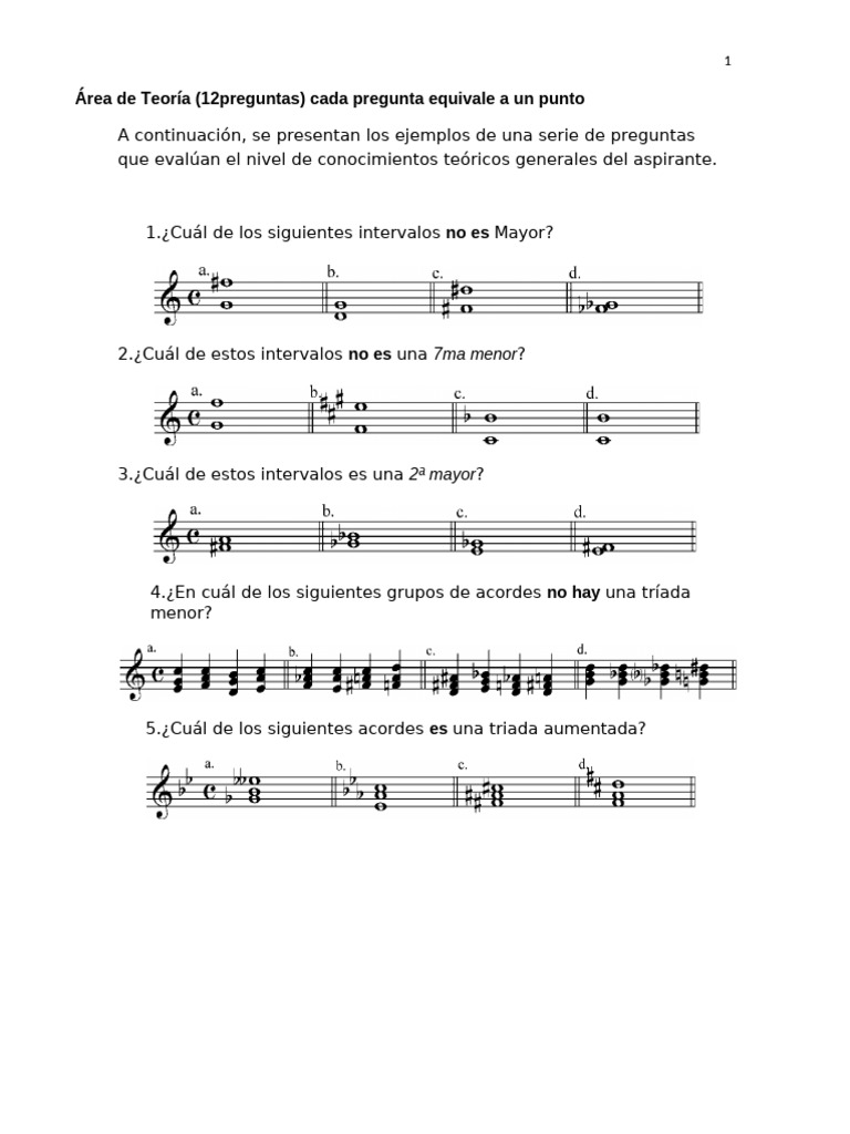 Examen de Teoría Musical para Conservatorio | PDF