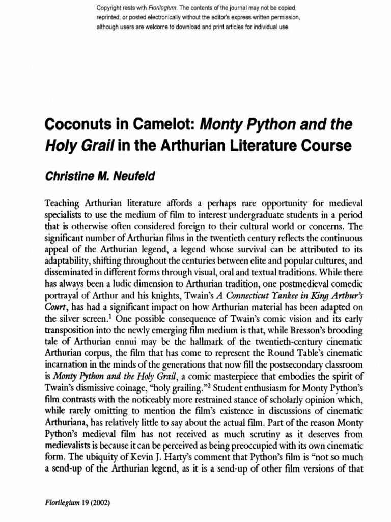 Coconuts in Camelot Monty Python and The | PDF | King Arthur | Lancelot
