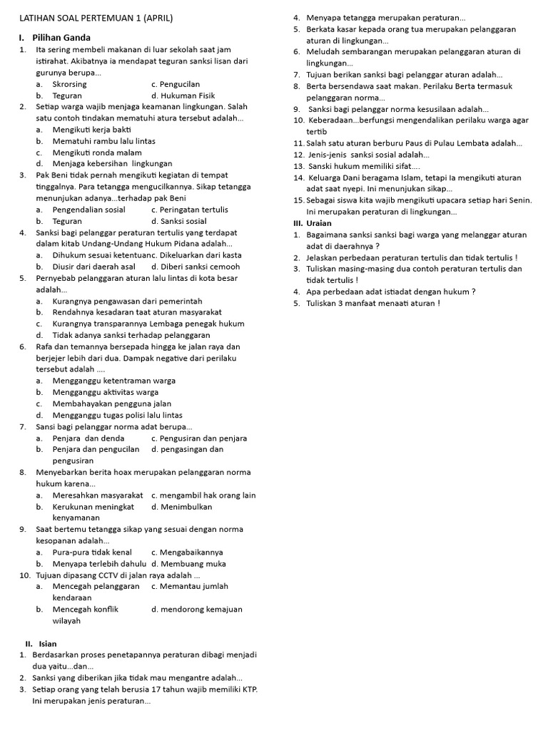 Latihan Soal Pertemuan 1 | PDF