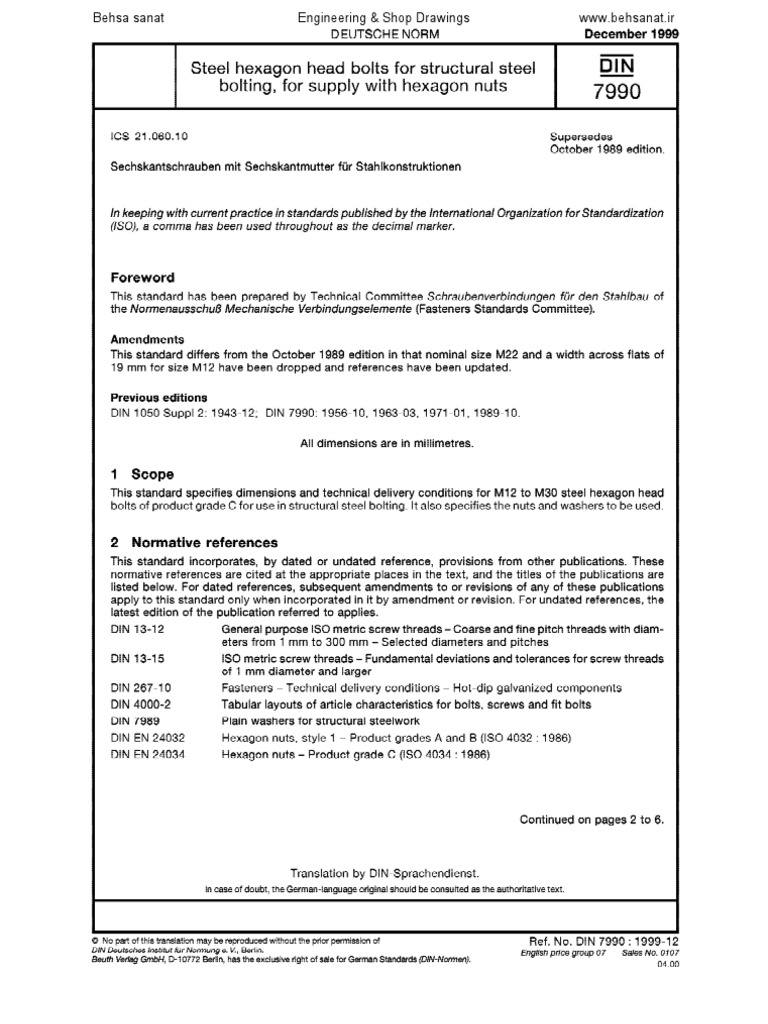 DIN 7990 Engineering Drawings Guide | PDF | Metalworking | Mechanical ...