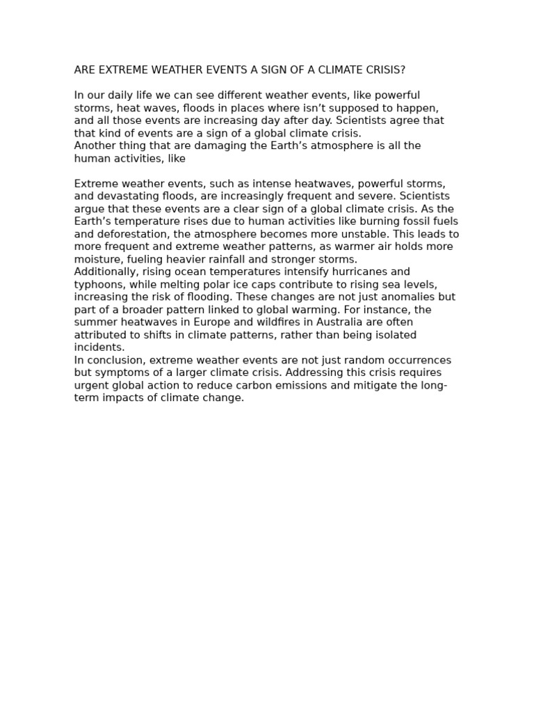 Extreme Weather: Signs of Climate Crisis | PDF