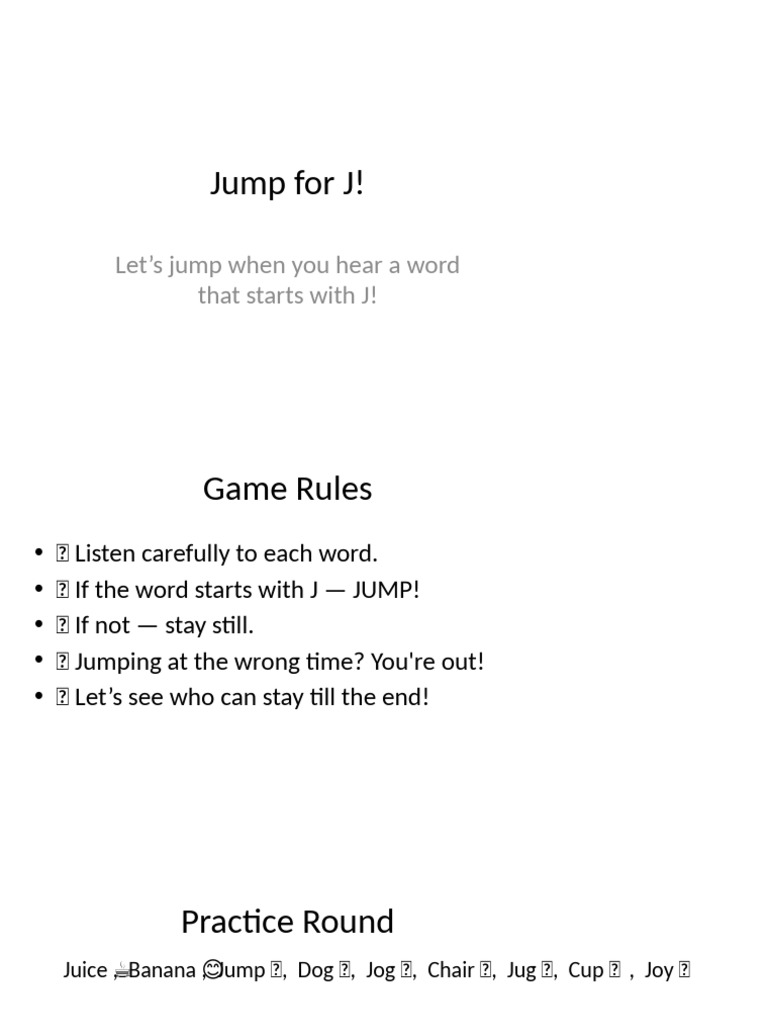 Jump For J Game | PDF