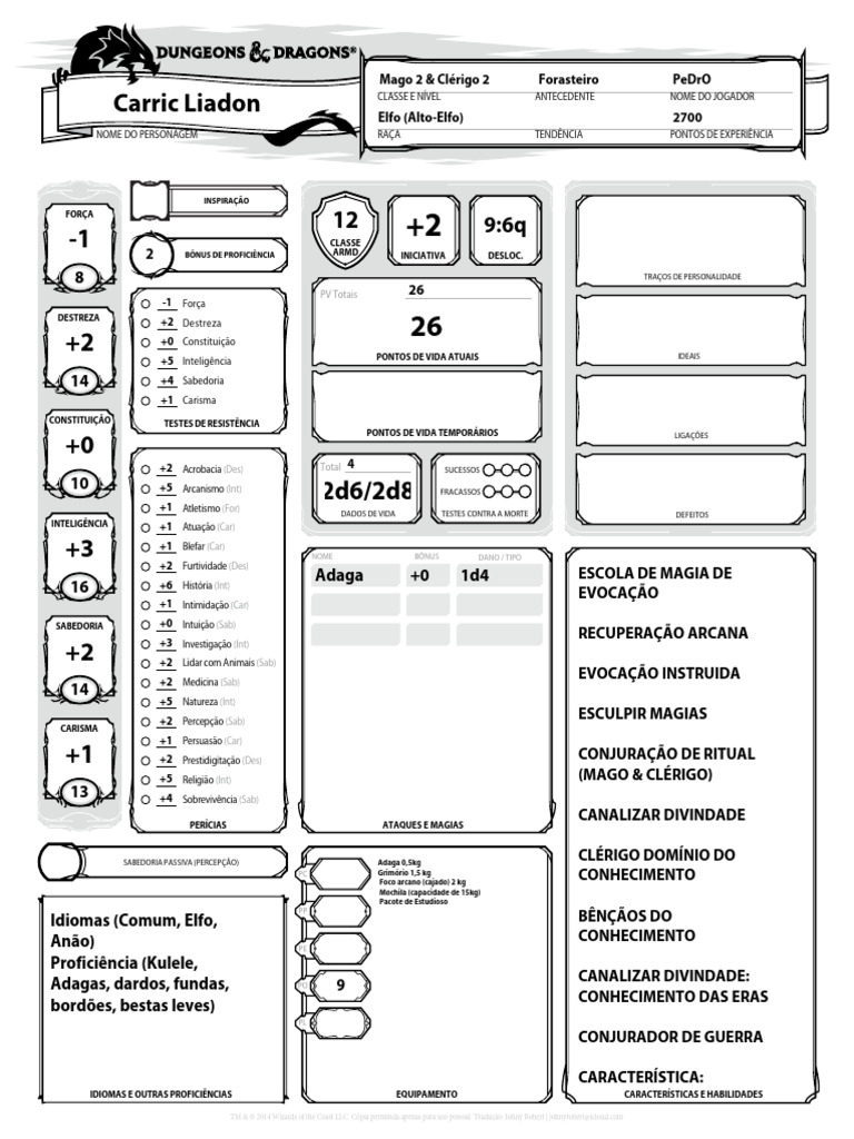Ficha - Carric Liadon | PDF