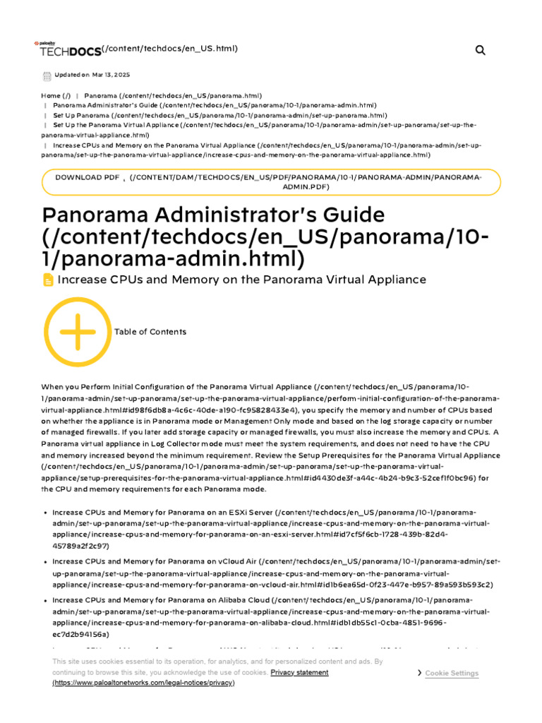 Increase CPUs and Memory On The Panorama Virtual Appliance | PDF | Central Processing Unit ...