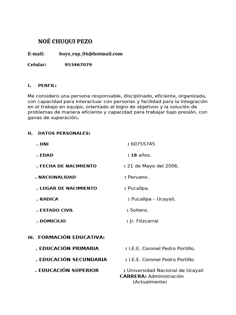 CURRICULUM Noe | PDF