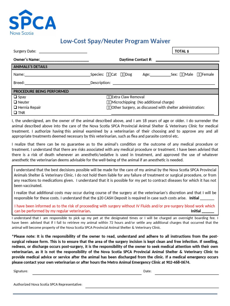 Spay Neuter Waiver NEW(Free Microchip) | PDF | Neutering | Medicine
