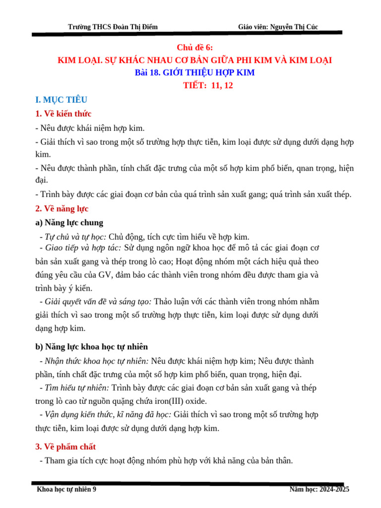 Bài 18. GIỚI THIỆU HỢP KIM CTST | PDF