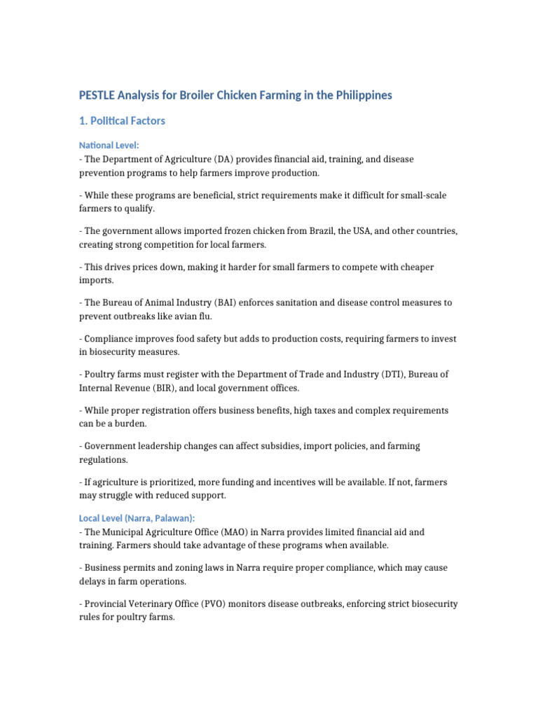 PESTLE Analysis: Broiler Farming in PH | PDF | Poultry Farming ...