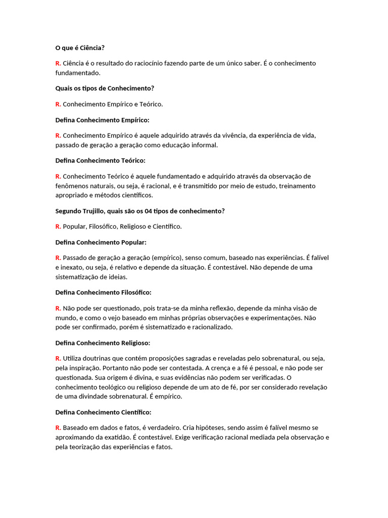 Questões de Estudo - NP1 | PDF | Método científico | Science