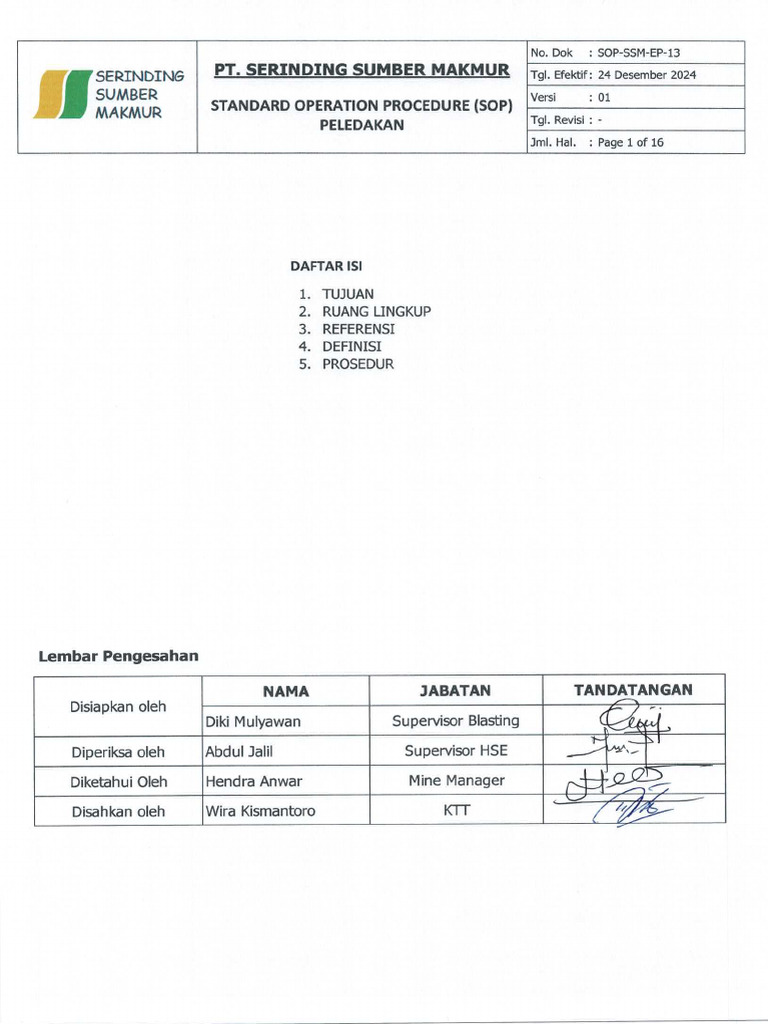 SOP-SSM-EP Peledakan | PDF
