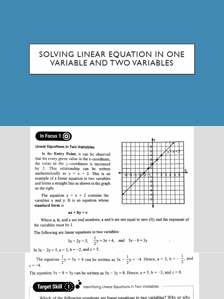 Solving Linear Equation in One Variable | PDF